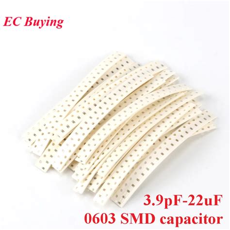 500pcs 0603 SMD Capacitor Kit 25 Values 20pcs 3 9pF 22uF Electronic