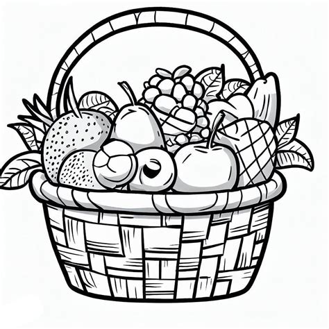 Dibujos De Una Cesta De Frutas Frescas Para Colorear Para Colorear