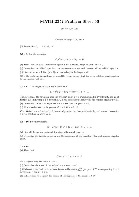 problem sheet 06 prof wu lixin math 2352 problem sheet 06 xiaoyu wei created on august 30