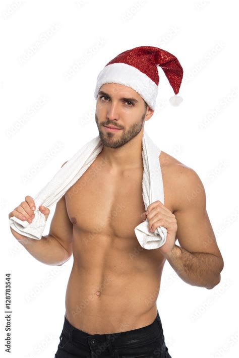 Sexy Hunk Santa Against White Background Stock Photo Adobe Stock