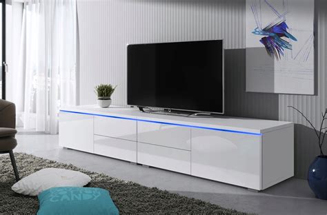 Biała Szafka RTV pod telewizor POŁYSK LED 200cm 7665713694