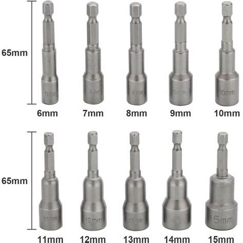 DPZO 10 Pcs Embout Douille Visseuse à Choc 6 15mm Set Magnétique
