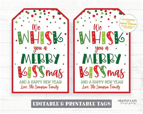 We Whisk You A Merry Christmas Tag Kissmas Holiday Gift Tags Etsy Canada