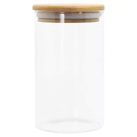 Pote De Vidro Porta Mantimento Herm Tampa De Bambu Ml