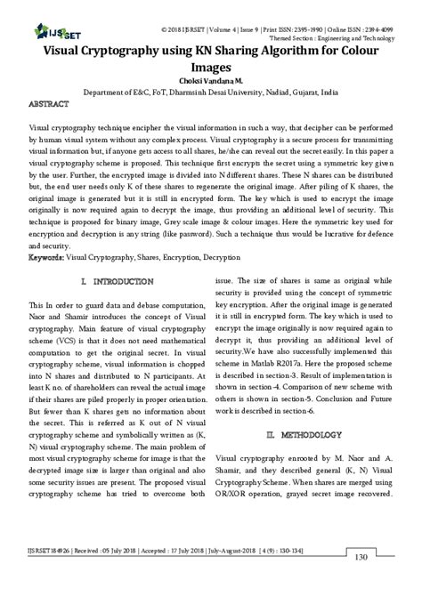 pdf visual cryptography using kn sharing algorithm for colour images international journal