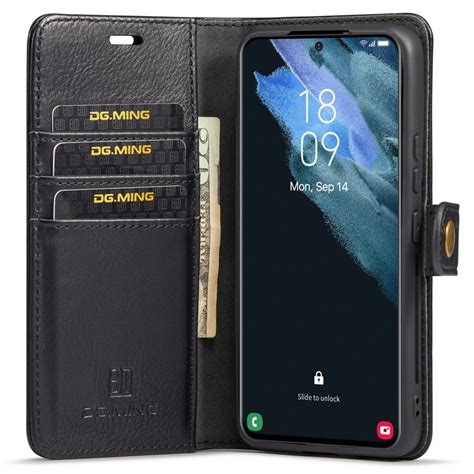 DG Ming 2 i 1 Lommebok deksel I Lær Galaxy S22 plus 5G svart