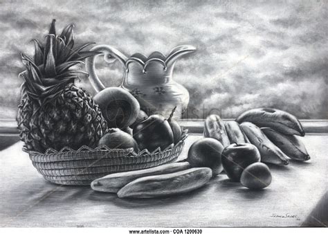 Dibujo A Lápiz De Cesta De Frutas