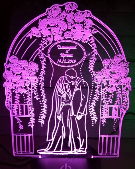 Couple Personalized D Illusion Lamp Laser Cutting Template Dxf File