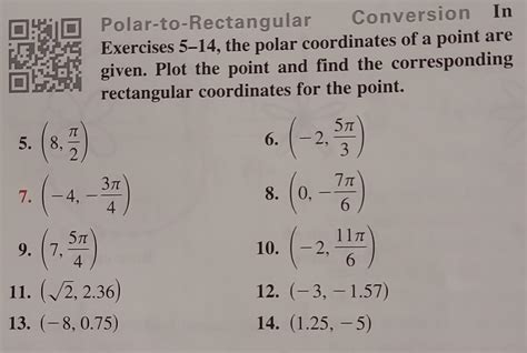 solved polar to rectangular conversion in exercises 5 14