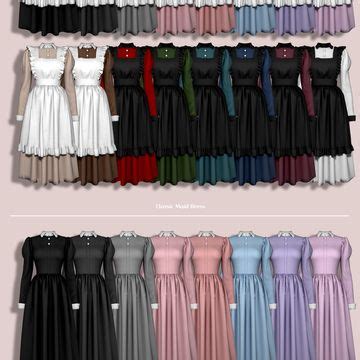RIMINGS Classic Maid Outfit Set RIMINGS Sims 4 Dresses Sims 4