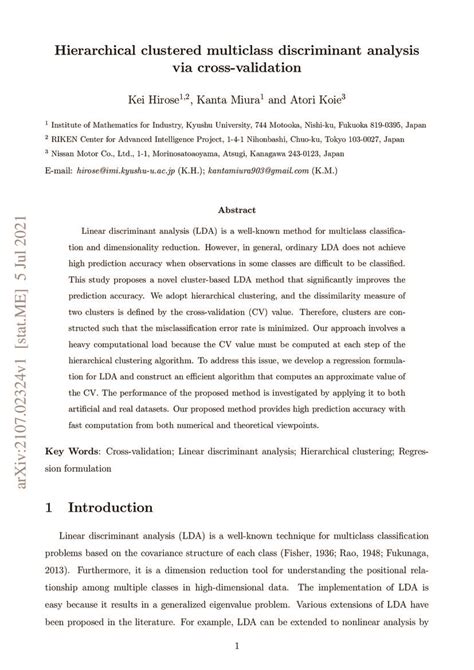 hierarchical clustered multiclass discriminant analysis via cross validation deepai