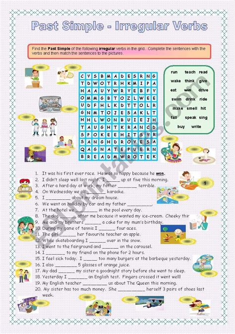 Past Simple Irregular Verbs ESL Worksheet By Pepelie