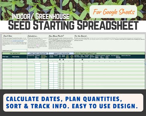 Seed Starting Spreadsheet Digital Garden Planner Planting Etsy