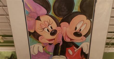 Disney Artist Randy Noble Matted Print Mickey And Minnie Now And
