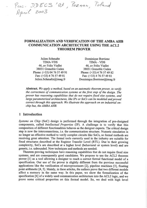 pdf formalization and verification of the amba ahb communication architecture using the acl2