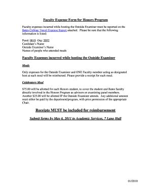 Fillable Online Bates Faculty Expense Form Pdf Bates Fax Email Print