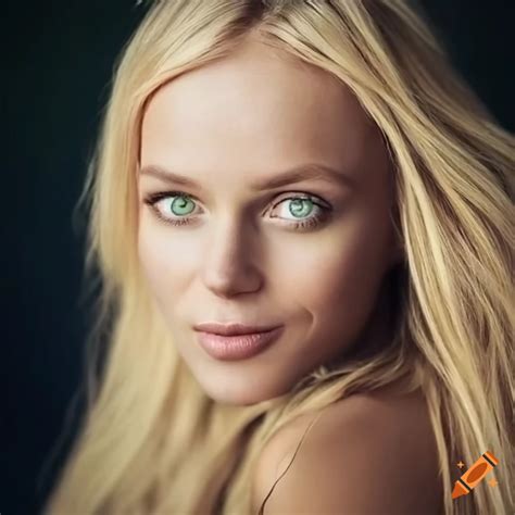 Gorgeous Nordic Woman With Green Eyes And Blonde Hair Smiling On Craiyon