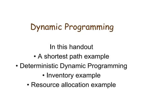 introduction to dynamic programming principle of optimality