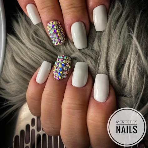 74 White Nails With Diamonds That Will Amaze You