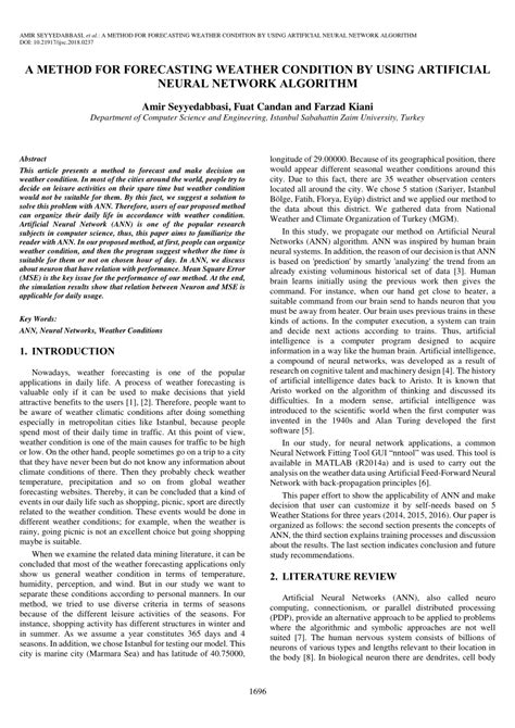 pdf a method for forecasting weather condition by using artificial neural network algorithm