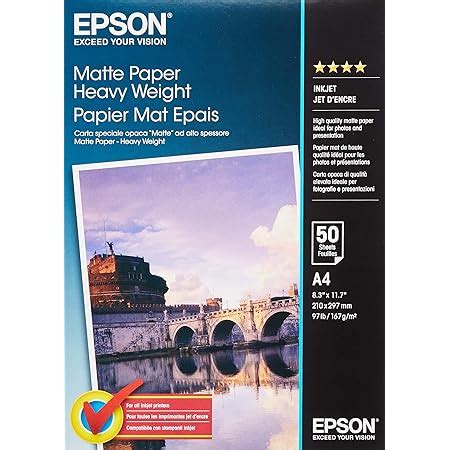 Epson A4 Matte Heavyweight Inkjet Paper 50 Sheets Amazon Co Uk