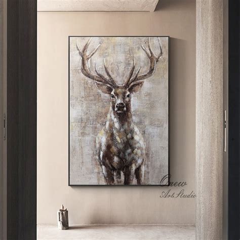 Large Abstract Deer Oil Painting On Canvas Original And Etsy Australia