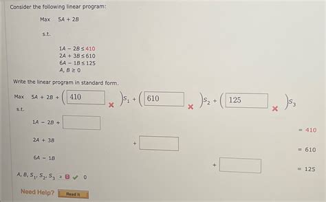 solved consider the following linear program ﻿max 5a 2b