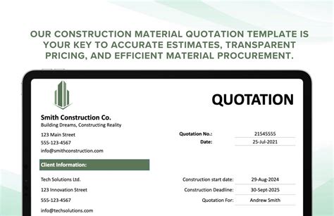 Construction Material Quotation Template In Numbers Word Pages