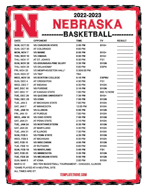 Nebraska Women S Volleyball Schedule