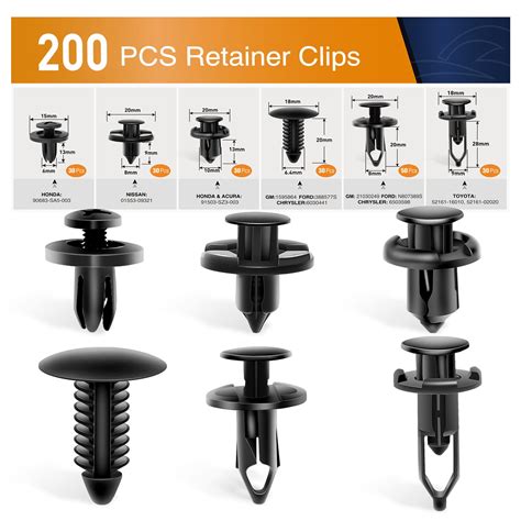GOOACC GRC 47 Universal Kunststoff Kotflügel Clips 200 Stück Druck