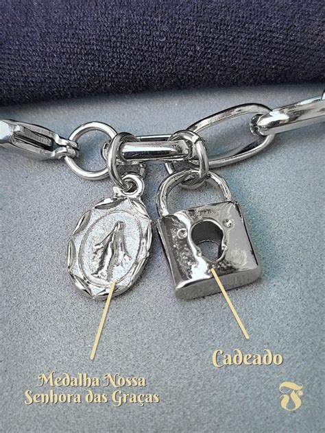 Pulseira cadeia de Consagração à Nossa Senhora Aço Inox Elo7