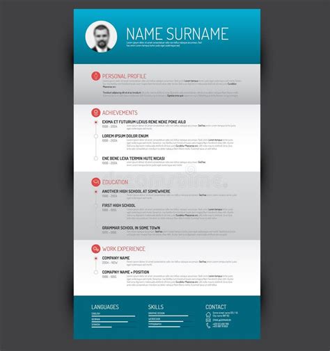 CV Del Minimalist Plantilla Del Curriculum Vitae Stock de ilustración