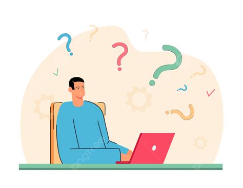 Persona Confundida Sentada Con Laptop Y Signos De Interrogación PNG