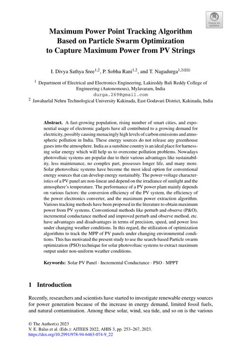 pdf maximum power point tracking algorithm based on particle swarm optimization to capture