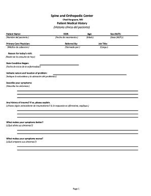 Fillable Online Spine And Orthopedic Center Chad Burgoyne MD Patient
