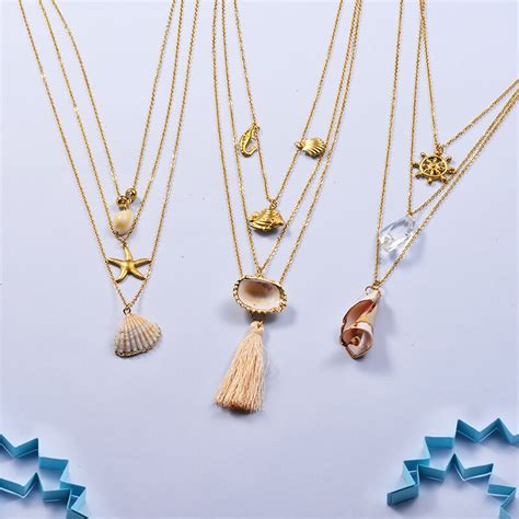 Baoyan Collares De Conchas De Mar Bohemios Para Mujer Cadena De Acero