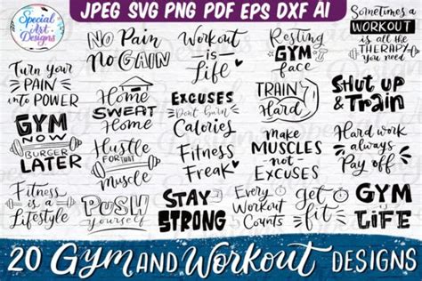 Workout Svg Bundle Gym Svg Bundle Graphic By Specialartdigitaldesigns