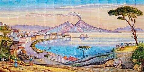 Antique View Of The Gulf Of Naples Italy With Mount Vesuvius Etsy