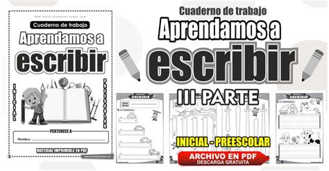 Aprendamos A Escribir Cuaderno De Trabajo Infantil III PARTE