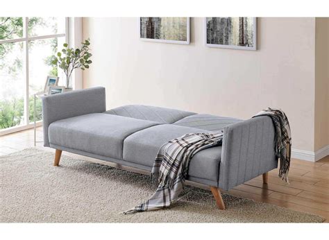 Canap Places Convertible Scandinave En Tissu Gris Balder