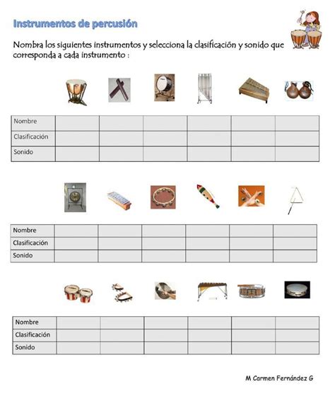 Ficha online de Instrumentos de percusión para Elemental en 2021