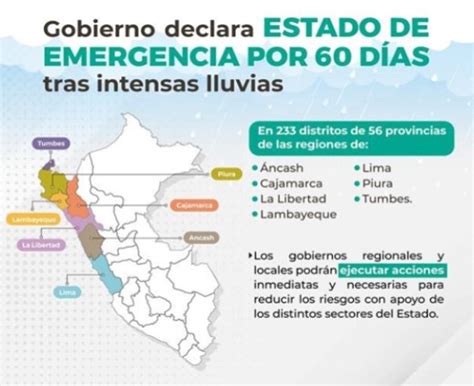 DECLARAN ESTADO DE EMERGENCIA EN SIETE REGIONES TRAS INTENSAS LLUVIAS