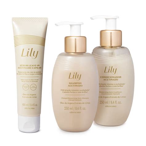 Combo Lily Acetinados Shampoo 250ml Condicionador 250ml Sérum