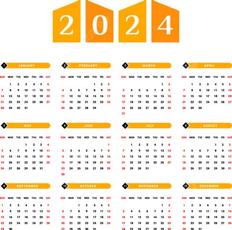 تقويم عام 2024 بتصميم هندسي فريد باللونين الأصفر والأسود تقويم تقويم