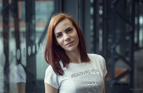 Wallpaper White Women Redhead Model T Shirt Long Hair Looking