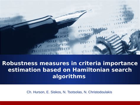 pdf robustness measures in criteria importance estimation based on hamiltonian search algorithms