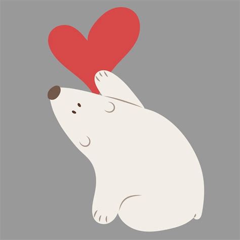 Premium Vector Polar Bear With Red Heart Greeting Card For Holiday Or