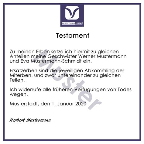 Persönliches Testament schreiben Bestattungsportal