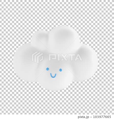 Light white 3d cloud icon cute face rendering のイラスト素材 103977665