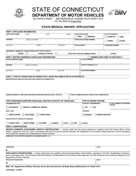 CT DMV Form R314 State Medical Waiver Application Forms Docs 2023